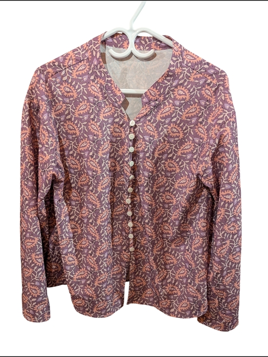 Tops | Pink And Purple Paisley Buttonfront Blouse | Poshmark